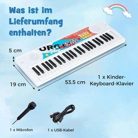 Costway 49 Keys Dětská klavírní klávesnice s 8 Rytmy a 8 Zvuky