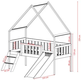 Legno Dětská postel ve tvaru domku se skluzavkou Angel 80x180 borovice