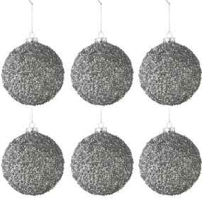 OnaDnes -20% Set šesti stříbrných skleněných vánočních ozdob J-Line Pia 8,5 cm