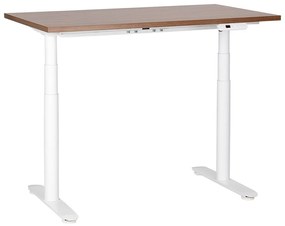 Elektricky nastavitelný psací stůl 120 x 72 cm tmavé dřevo/bílý DESTINAS Beliani