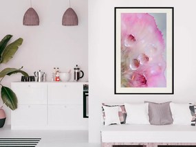Plakát Kapky - mnohobarevná abstrakce s vodními kapkami na růžových akvarelách