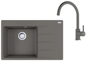 Franke - Kuchyňský set G272ŠK, fragranitový dřez CNG 611-78 TL/2 a baterie FC 6018.084, šedý kámen 114.0700.780