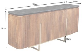Designová komoda Daichi 160 cm mango/mramor