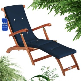 Zahradní lehátko Queen Mary® akácie certifikace FSC® včetně Podsedák modrá