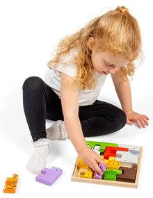 Bigjigs Toys Dřevěné kostky puzzle se zvířátky safari