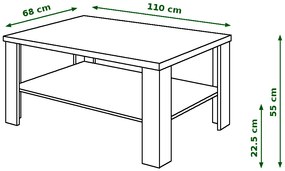 Mazzoni FALCO 110x68 bílý/dub sonoma - Konferenční stolek