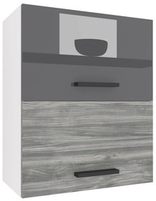 Kuchyňská skříňka Belini horní 60 cm šedý lesk / šedý antracit Glamour Wood  INF SGP2-60/1/WT/SDW/0/B1