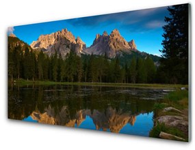 akrylový obraz Les Jezero Krajina 100x50 cm