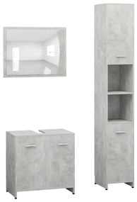 3dílný set koupelnového nábytku - s vysokou skříní - dřevotříska | betonově šedý