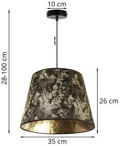 Závěsné svítidlo WERONA 2, 1x černé/zlaté textilní stínítko, G, S