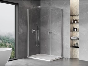 Mexen Mist-B Duo, 2-křídlý ​​výklopný sprchový kout 100 x 70 cm, čiré sklo, chromový profil, 8A2-100-070-01-00
