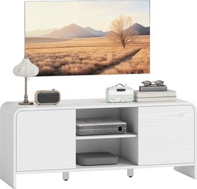 HOMCOM TV nábytek, televize do 140 cm, 2 dveře, 2 přihrádky, nastavitelná police, 110x35x45 cm, bílá