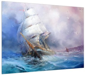Obraz lodě na rozbouřeném moři (70x50 cm)