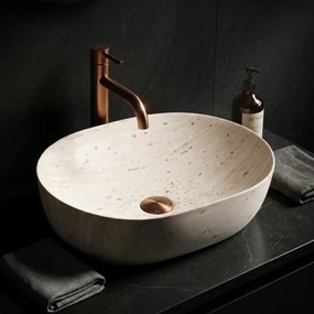Keramické umyvadlo na desku REA Amelia Travertine Classic 48x34,5 cm, imitace kamene