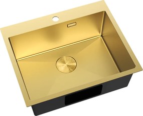 Mexen Solix, 1-komorový nerezový dřez 600 x 500 mm, broušená zlatá, 6408601000-55