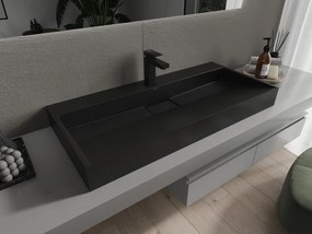 Mexen Ava, umyvadlo na desku z konglomerátu 1/O 100 x 46 cm, černá matná, 23011071