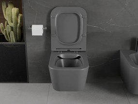 Mexen Madox, Rimless závěsná wc mísa 515x365x350 mm s pomalu padajícím sedátkem SLIM z duroplastu, světle šedá, 30154061