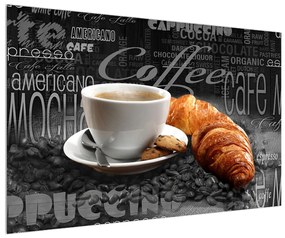 Obraz kávy a croissantů (120x80 cm)