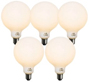 Sada 5 stmívatelných E27 opálových LED žárovek G125 5W 450 lm 2200K
