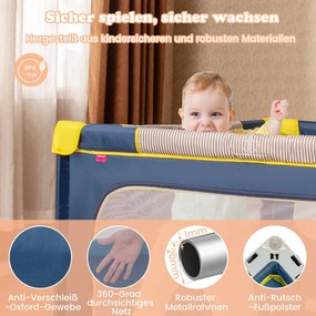 Costway Dětská ohrádka Skládací ohrádka s 50 míčky, 4 úchyty a zipem, modrý