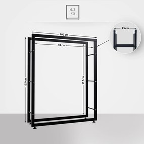 Stojan na palivové dřevo Keri V2 25x100x125 – černá