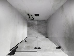 Mexen, Mexen Lunar-F pravé skládací sprchové dveře 75 cm, průhledné, černé - 836-075-000-70-00-P