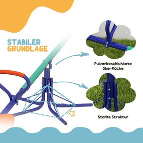 Dětské houpadlo otočné o 360° 2místné zahradní houpadlo odolné proti UV záření do 90 kg s rukojetí 3paprskové opěrné nohy pro děti od 3 do 8 let