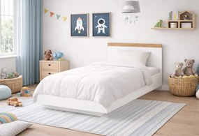 Postel 90x200 bílý / dub wotan Vigo