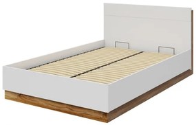Manželská postel s LED osvětlením 140x200 KASTEV - bílá / dub stirling