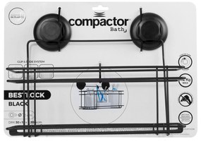 Velká polička na zeď Compactor Bestlock Black s přísavkami - bez vrtání, nosnost až 12 kg