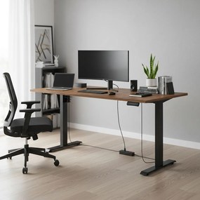 Výškově nastavitelný stůl OfficeTech B, 160 x 80 cm, černá podnož, dub silverjack