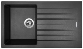 Sinks Perfecto 860 Granitový dřez s odkapem oboustranné provedení, 86x50cm, metalblack, ACRPE86050074