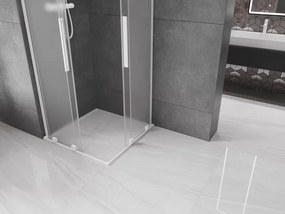 Mexen Velar L Duo, sprchový kout s posuvnými dveřmi 100 x 100 cm, 8mm sklo námraza, bílá matná, 871-100-100-02-33-20