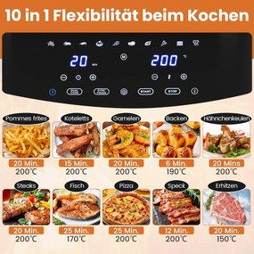 Costway 10 v 1 dvouzónová vzduchová fritéza 85 horkovzdušná fritéza L