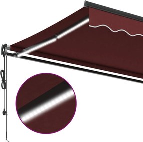 Automatická zatahovací markýza s LED burgundská 350 x 250 cm 3310185