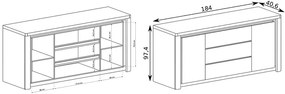 Casarredo Komoda 2D3S LABRO dub ribbeck/bílá lesk