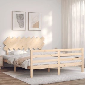 Rám postele s čelem 160 x 200 cm masivní dřevo,  3195296
