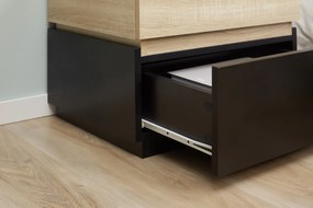 HOMCOM Noční stolek se zásuvkou Noční stolek stohovatelná zásuvková skříňka Noční stolek do ložnice dřevotříska černá+přírodní 50 x 40 x 47,5 cm