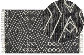 Bavlněný koberec 80 x 150 cm černý/bílý KHENIFRA Beliani