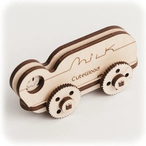 CuteWood Dřevěné 3D puzzle Kamion s mlékem