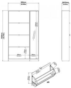 Tvilum Botník Flap 009 4KL1D dub sonoma/bílý lesk/zrcadlo