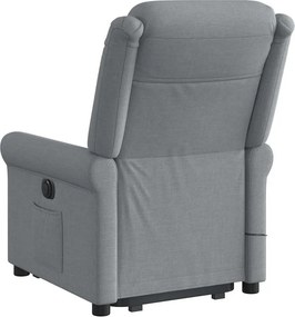 Zvedací masážní polohovací křeslo světle šedé textil 3303324
