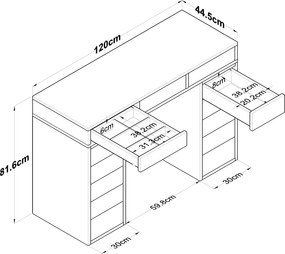MALNATE kosmetický stolek, bílá