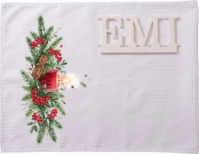 Damaškový ubrus Winter Cranberry 35x180 cm EMI