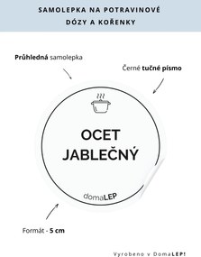 Samolepka na láhev OCET JABLEČNÝ – průhledná, 5 cm, tučné písmo