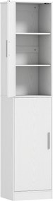 HOMCOM Vysoká úzká skříňka do koupelny se 2 dvířky, nastavitelné policemi, 40 x 35 x 180 cm, bílá