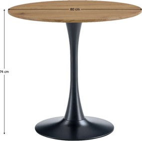 Jídelní stůl, dub/černá, průměr 80 cm, REVENTON NEW