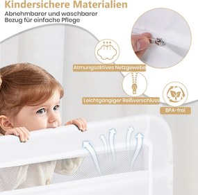Costway Zábrana na postel pro batolata 100 cm skládací zábrana na dětskou – bílý