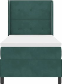 Postel s boxspringem s čelo Tmavě zelená 100 x 200 cm samet 3341999
