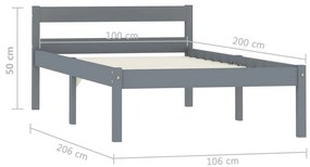 vidaXL Marketos Rám postele šedý masivní borové dřevo 100 x 200 cm